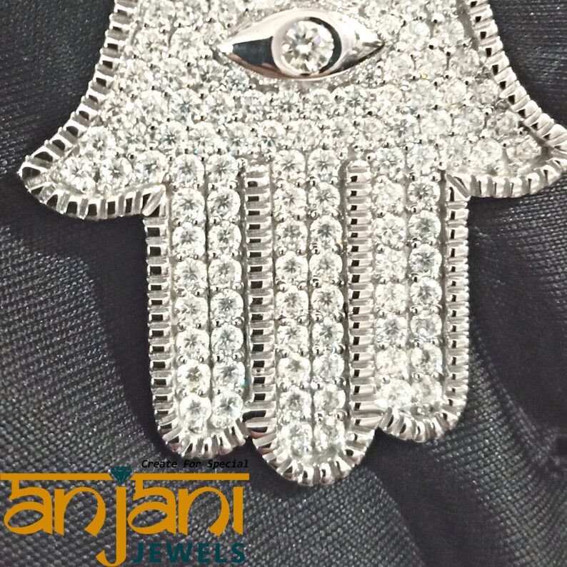 Custom "humza" Pendant, Sterling Silver Moissanite Hamsa Hand - Etsy