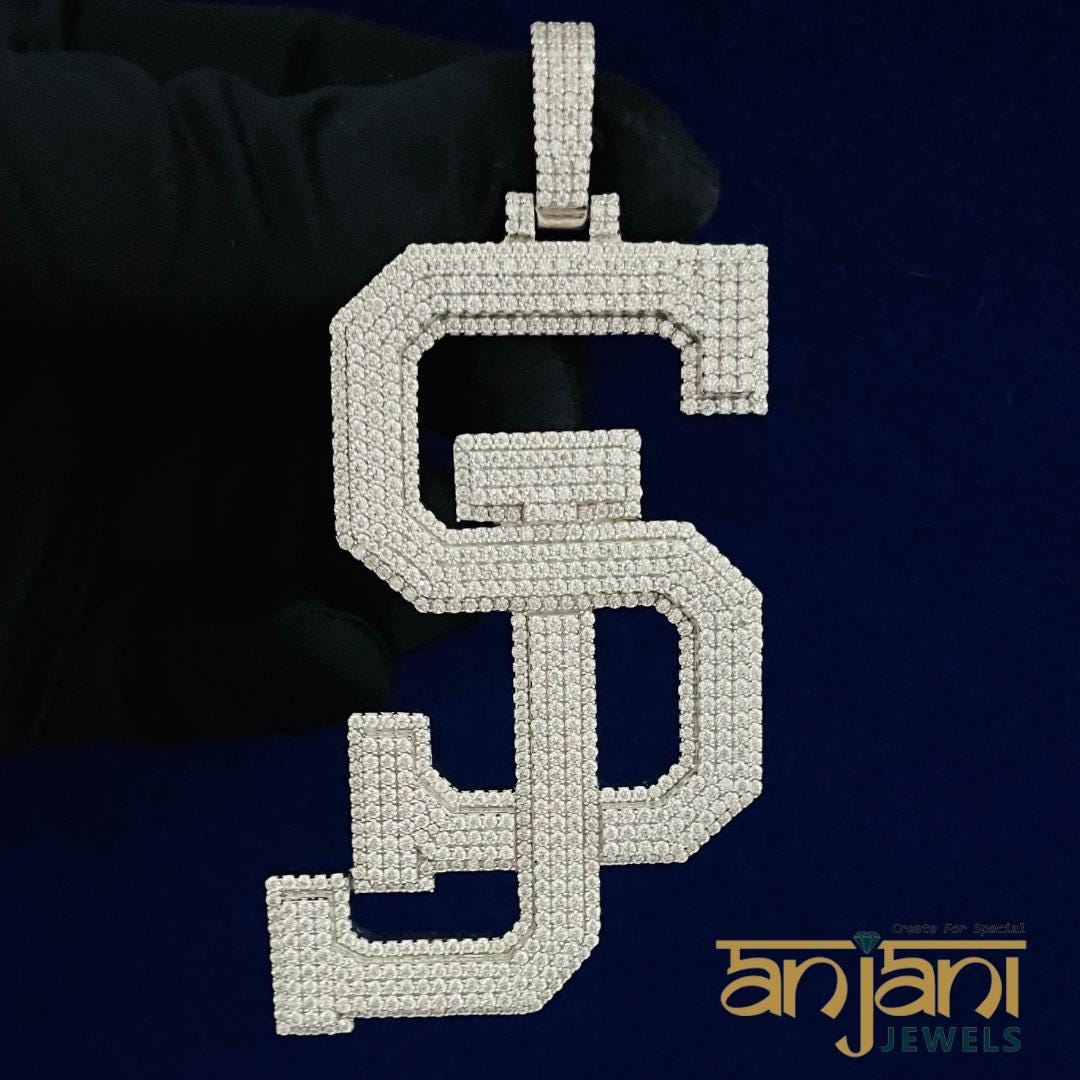 Custom "sj" VVS1 Moissanite Diamond Pendant, 925 Silver Hip Hop Jewelry ...