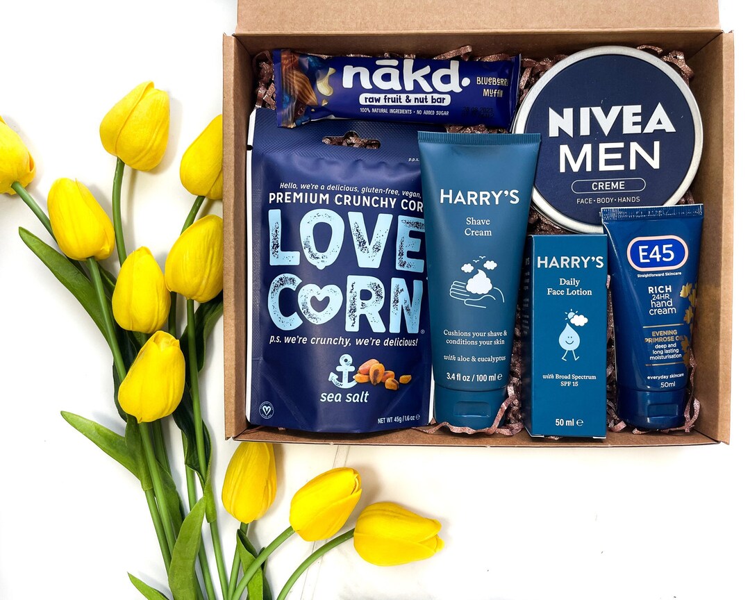 Men's Gift Box: Harry's Grooming Set, Snacks & Hand Cream - Etsy