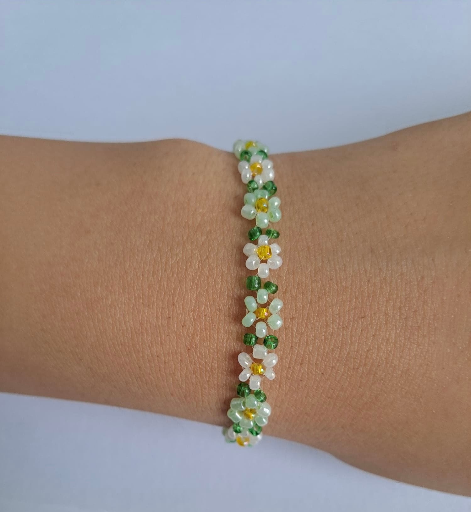 Beaded Flower Bracelet - Etsy