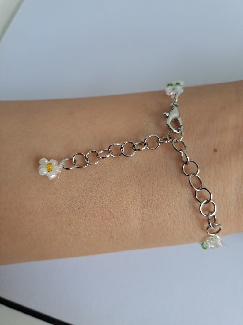 Beaded Flower Bracelet - Etsy