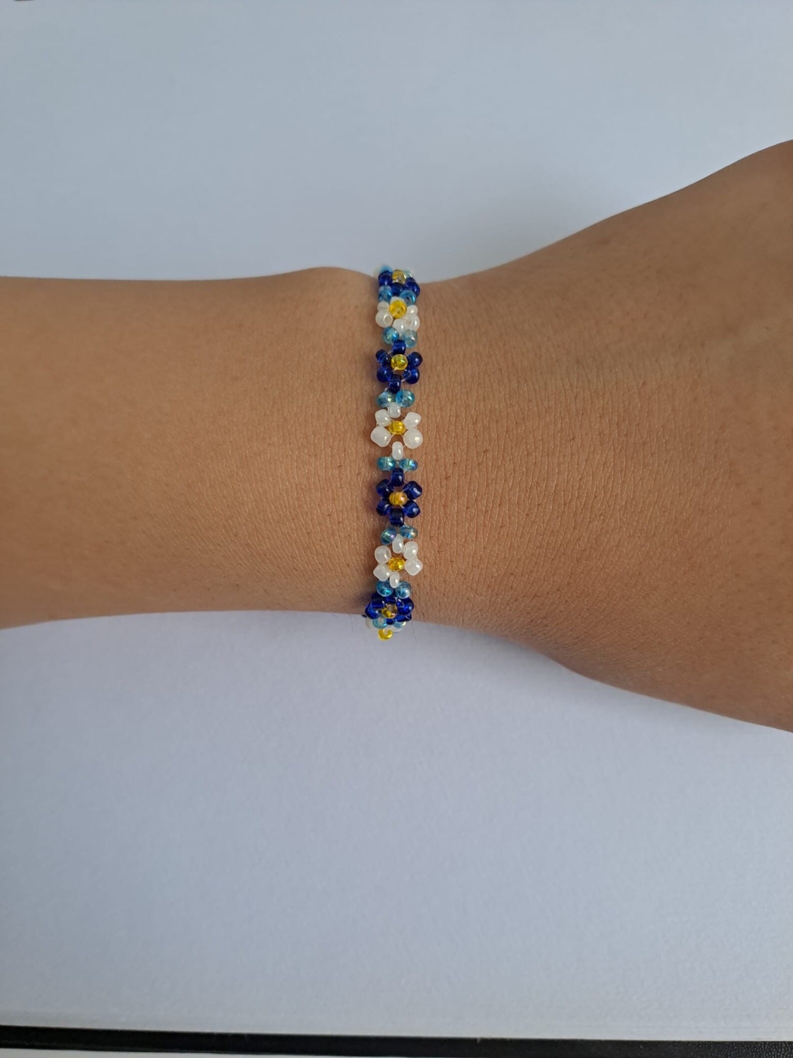 Beaded Flower Bracelet - Etsy