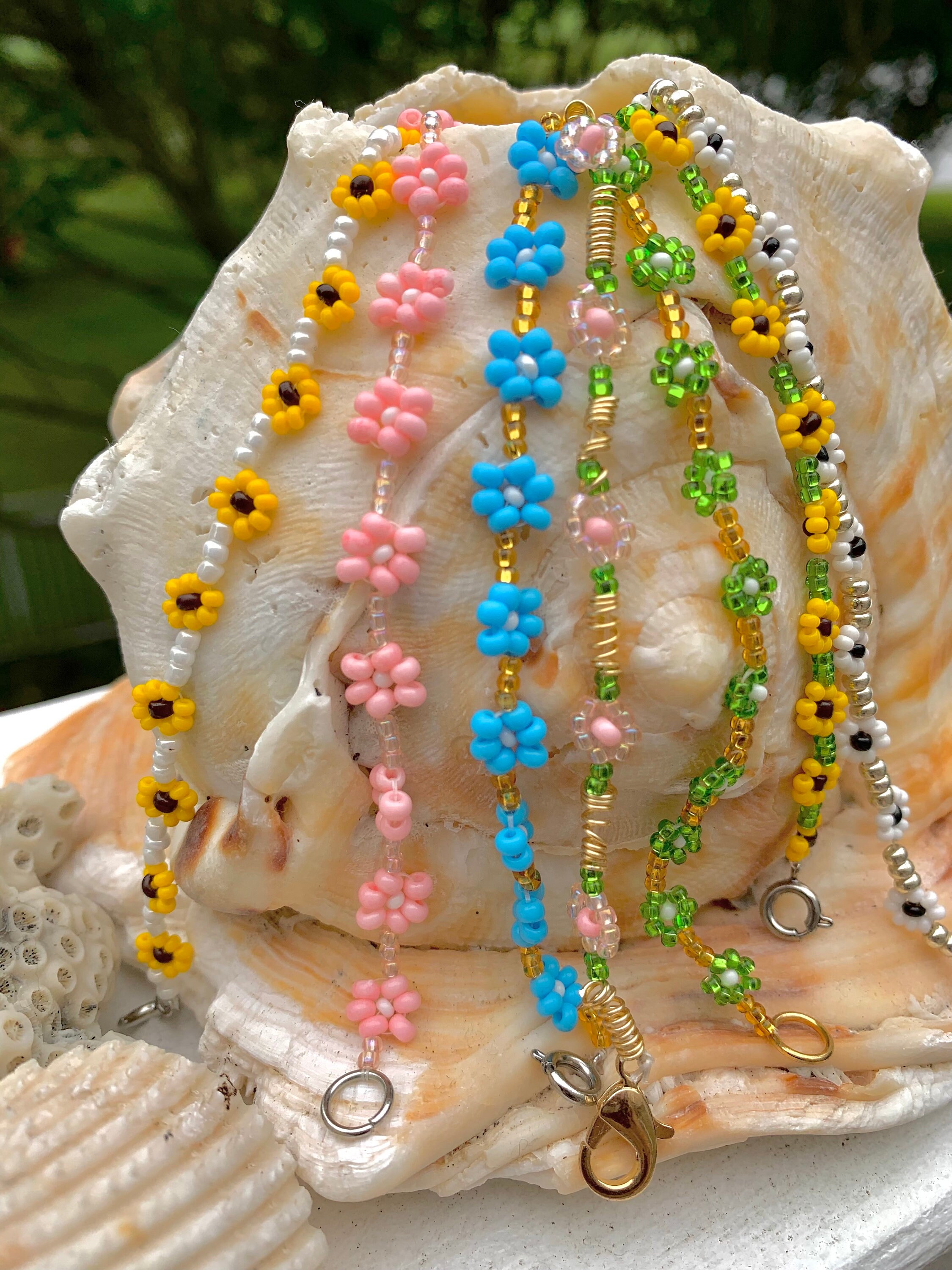 Beaded Flower Bracelets - Etsy