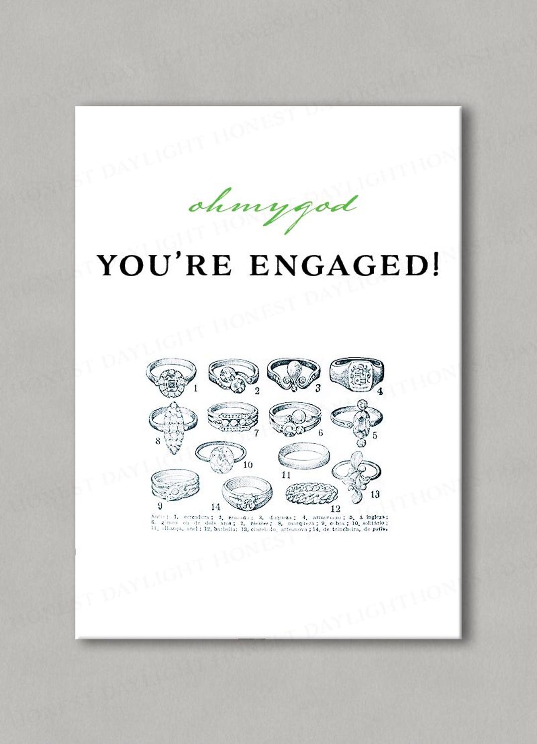 Omg You're Engaged || Blank Engagement Card || Cute Engagement Card ...