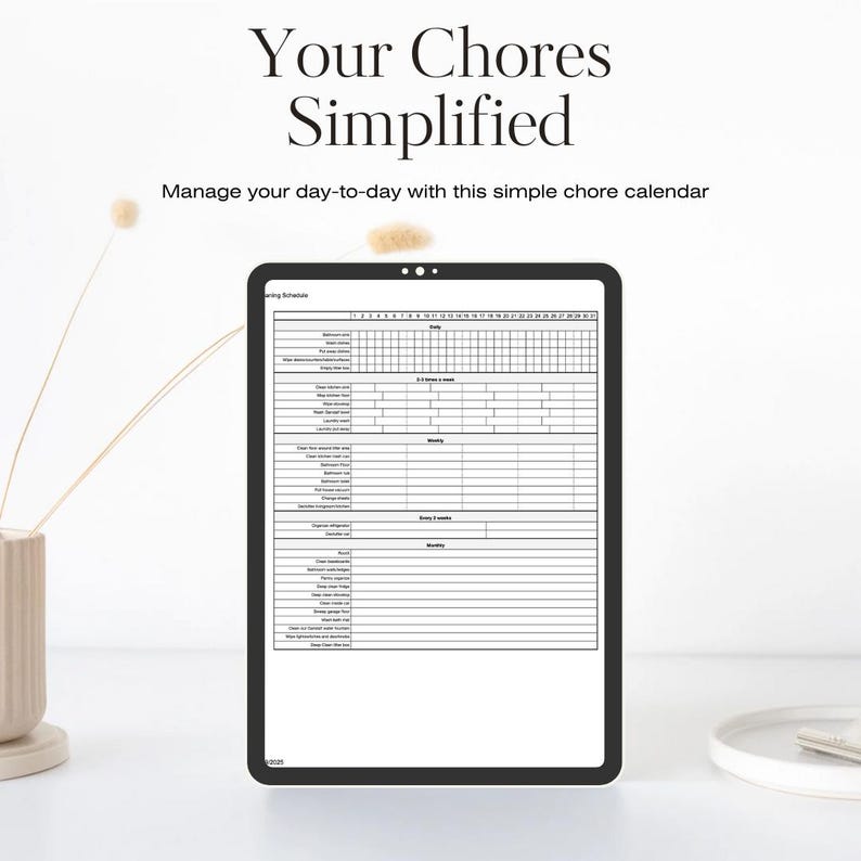 Customizable Printable Chore Chart PDF | Editable Row Names | Monthly ...