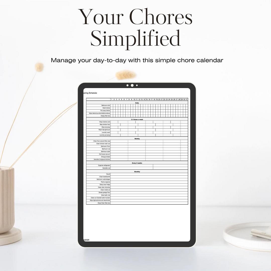 Customizable Printable Chore Chart PDF | Editable Row Names | Monthly ...