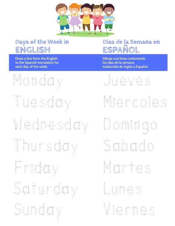 English & Spanish Days of the Week | Etsy