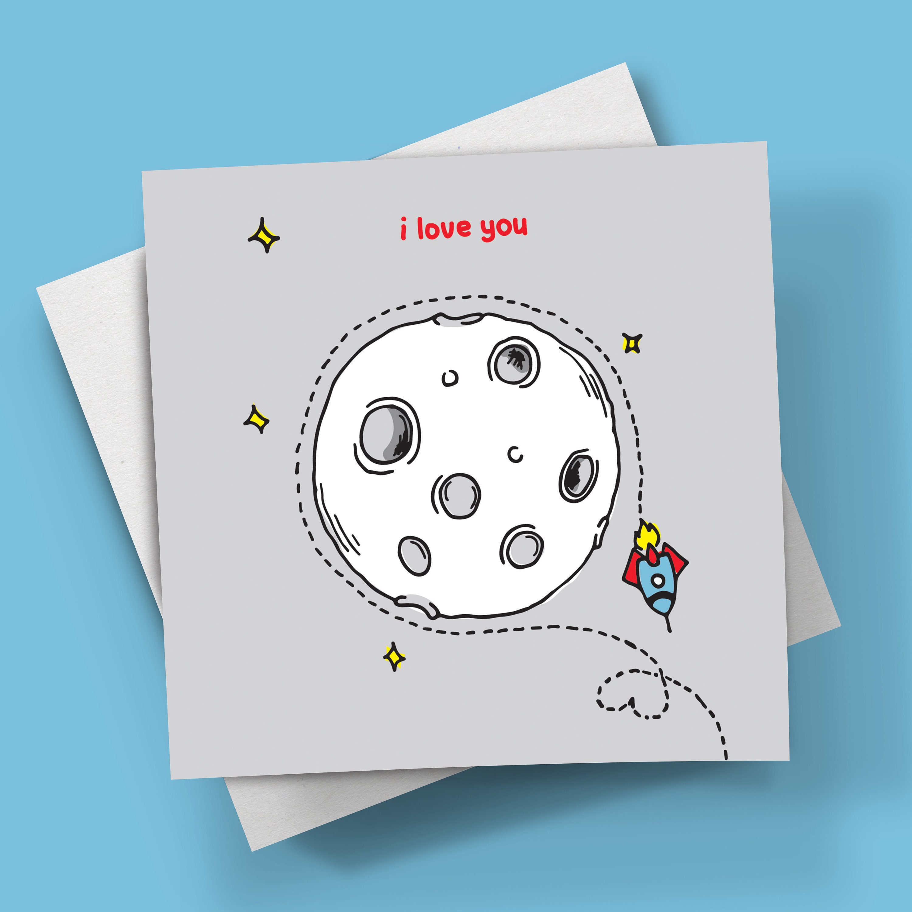 I Love You to the Moon and Back Greeting Card 140mm X 140mm - Etsy
