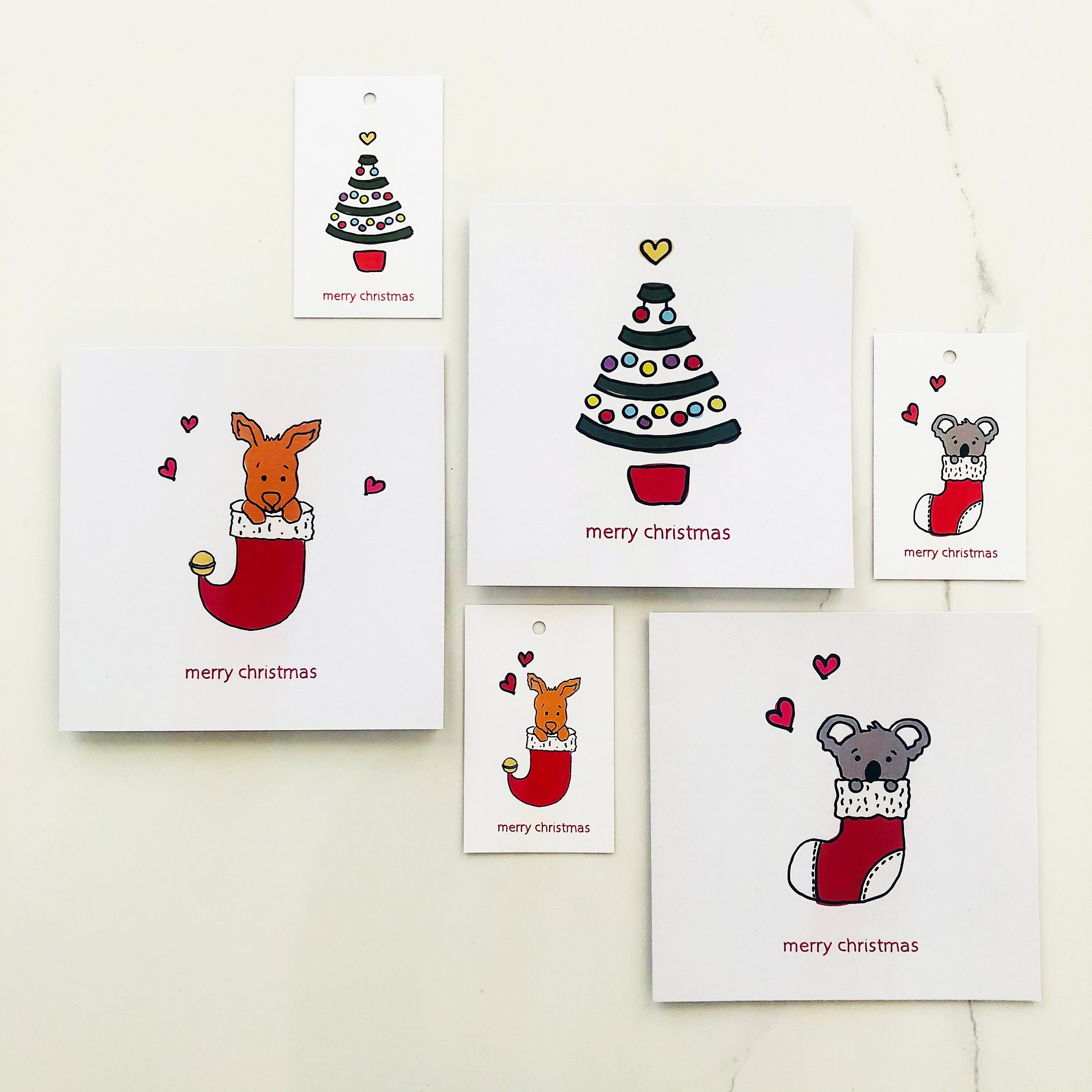 Australian Christmas Pack - 3 Cards & 3 Tags - Etsy