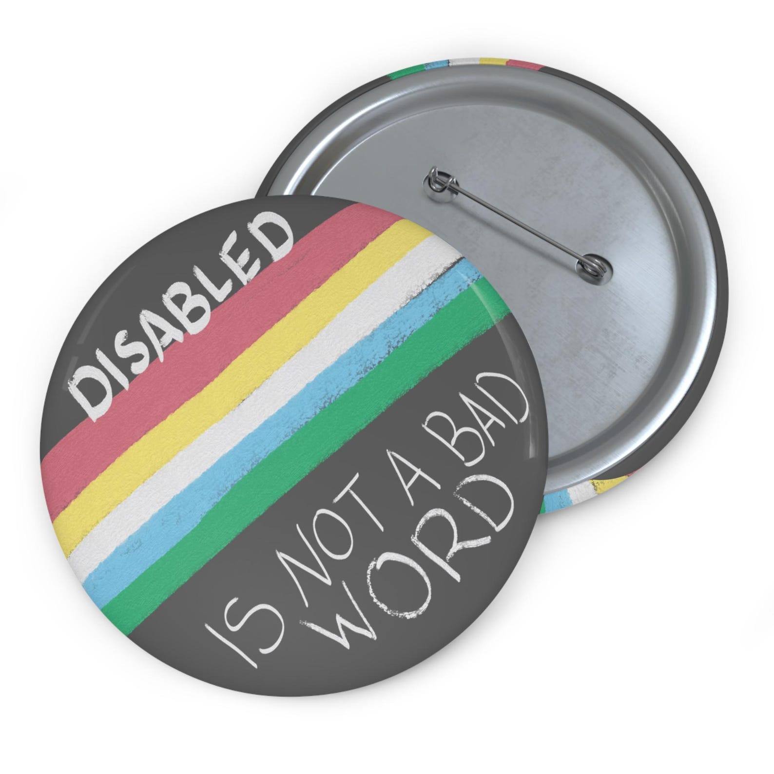 Disabled is Not a Bad Word| Disability Pride Flag Pinback Button| Gift ...