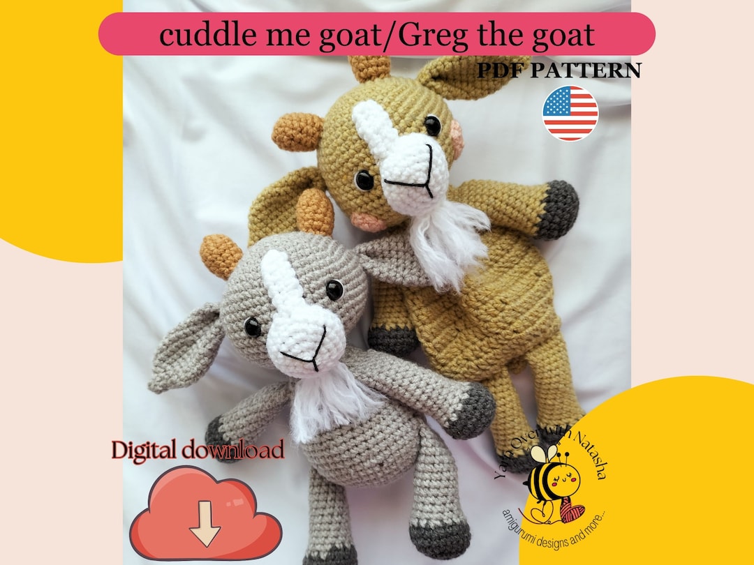 Crochet Goat Patterns, Amigurumi Goat Pattern, Snuggler Goat, Toy Goat ...