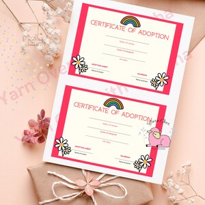 Digital Toy Adoption Certificate, Personal Adoption Paper for Toys ...