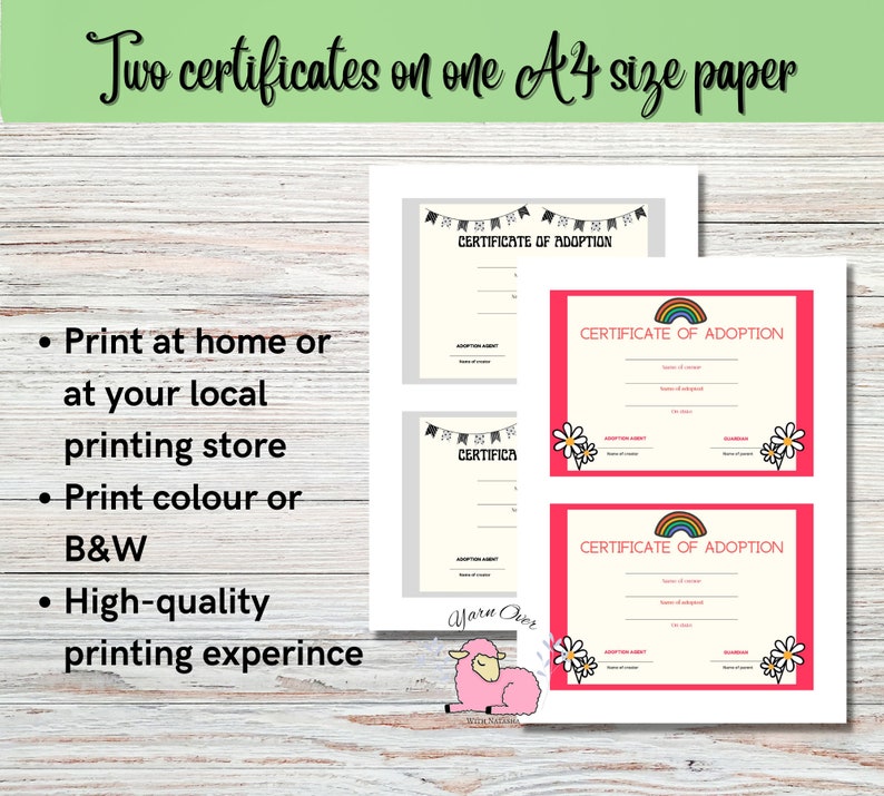 Digital Toy Adoption Certificate Personal Adoption Paper for - Etsy