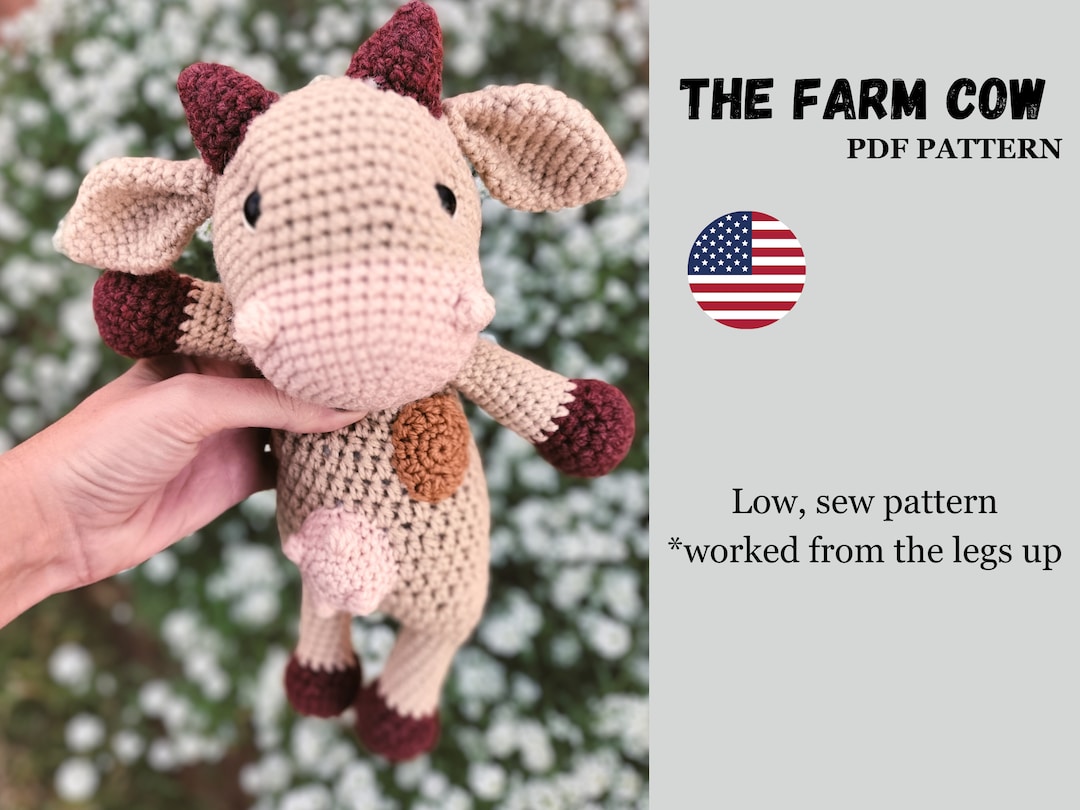 Crochet Cow Plushie Pattern, Crochet Cow Pattern, Plushie Pattern ...