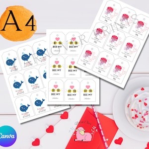 Digital Tags/ Printable V-day Tags/ Canva Tags Template/ Gift Tags for ...