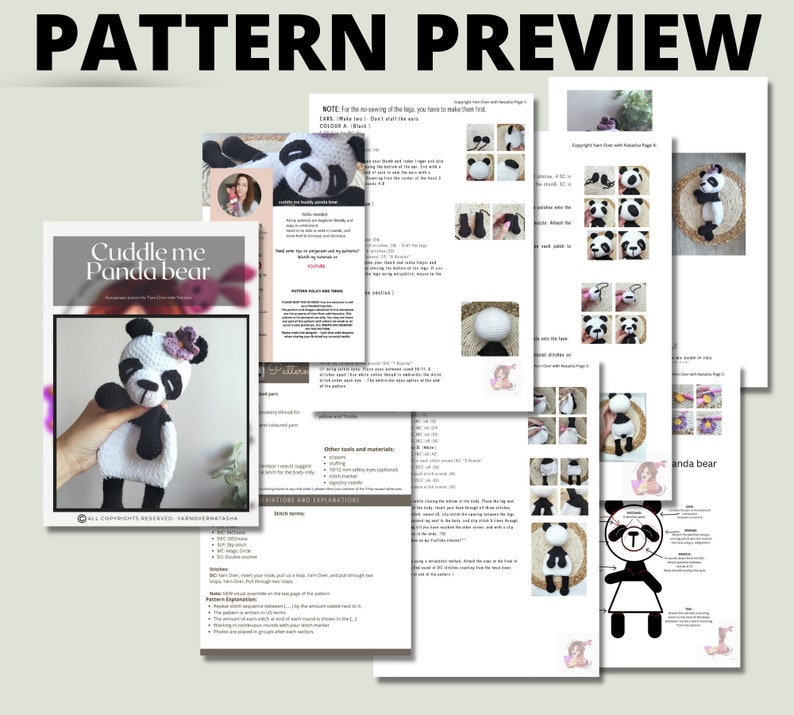 Pattern for Panda Snuggler: Panda Cuddle Me Pattern Amigurumi - Etsy