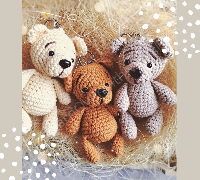 Crochet Pattern for Keychain Holder, Small Amigurumi Bear Pattern ...