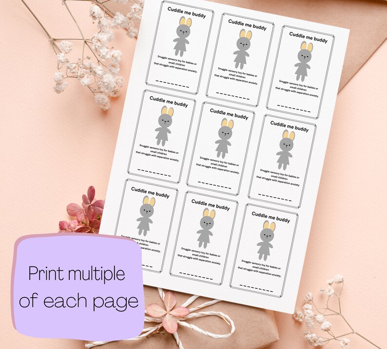 Gift Tags Tags for Lovey and Cuddle Me Buddy Info Tags - Etsy