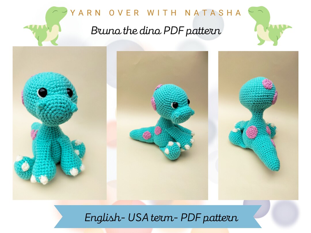 Crochet Pattern: Dinosaur Amigurumi Pattern, Brontosaurus Pattern, Baby Dinosaur Pattern ...