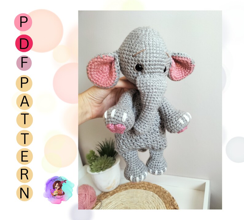 Pattern: Elephant Snuggler, Cuddler Elephant Toy, Amigurumi Elephant ...