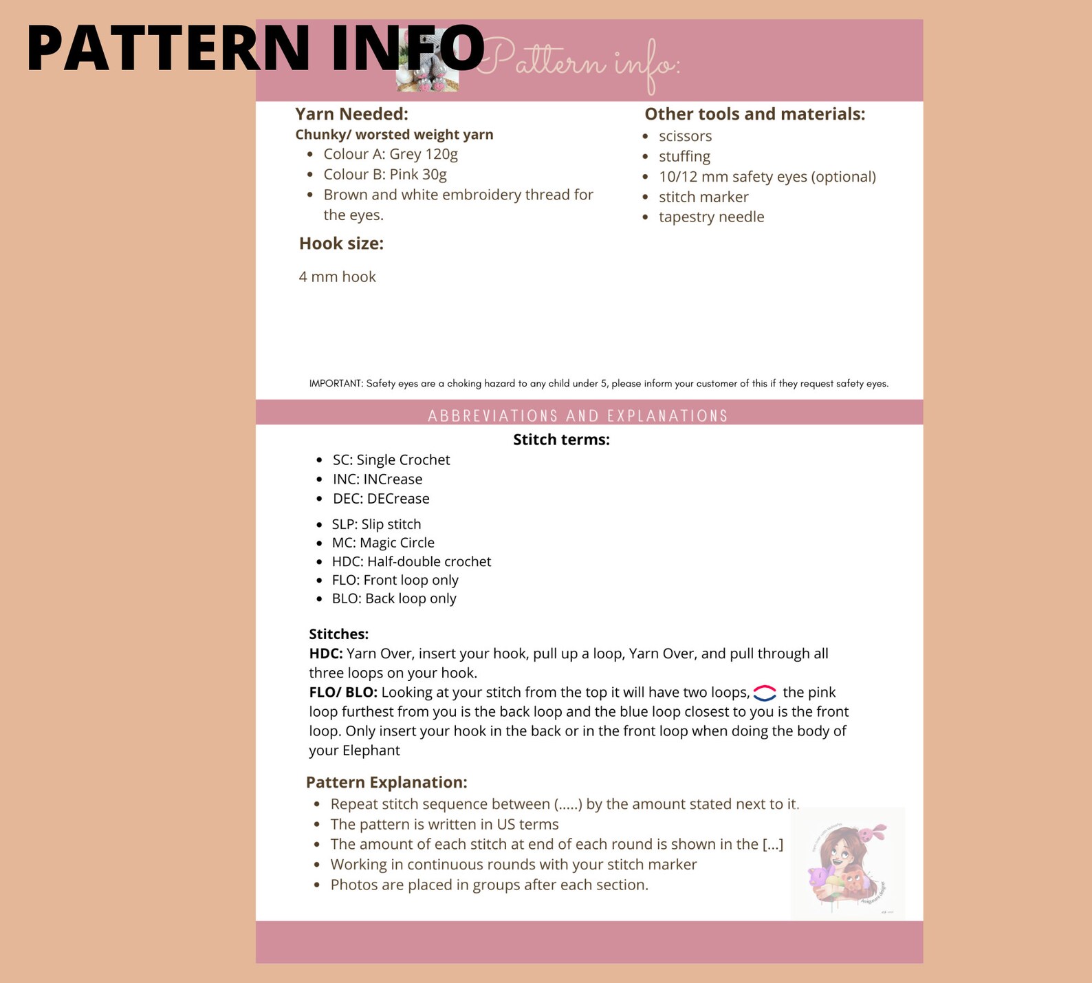 Pattern: Elephant Snuggler, Cuddler Elephant Toy, Amigurumi Elephant ...