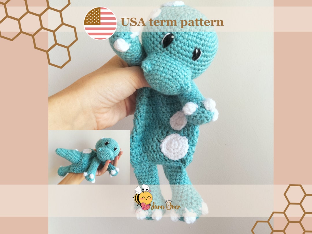 Dinosaur Crochet Snuggler, Dinosaur Cuddler, Lovey Pattern for Toddler ...