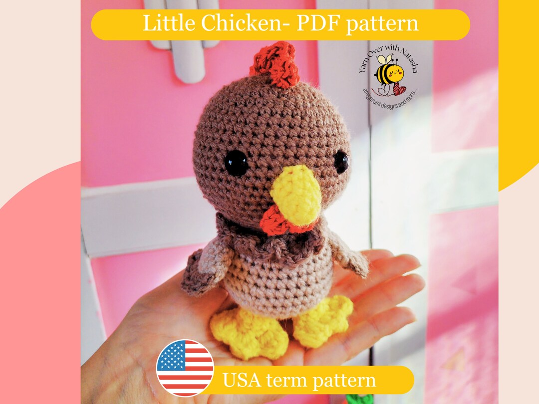 Crochet Chicken Pattern, Small Chicken Pattern, Standing Chicken, Low ...