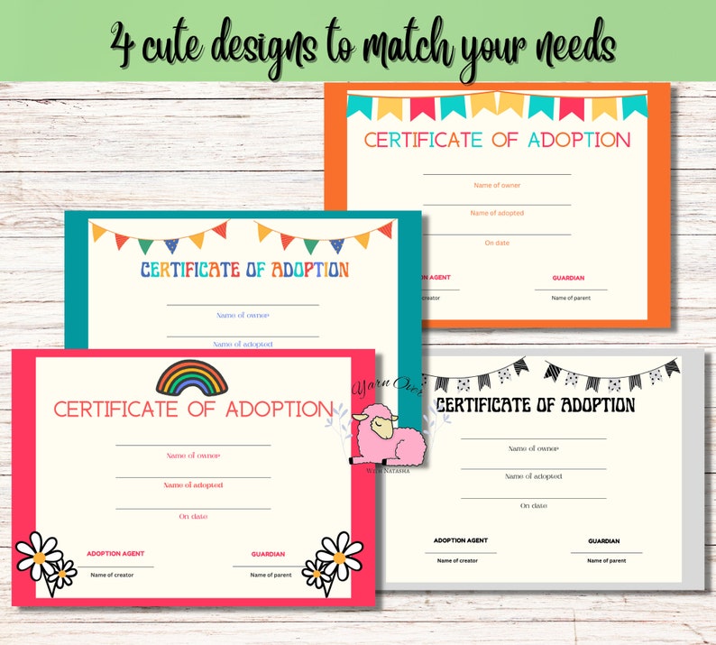 Digital Toy Adoption Certificate Personal Adoption Paper for - Etsy