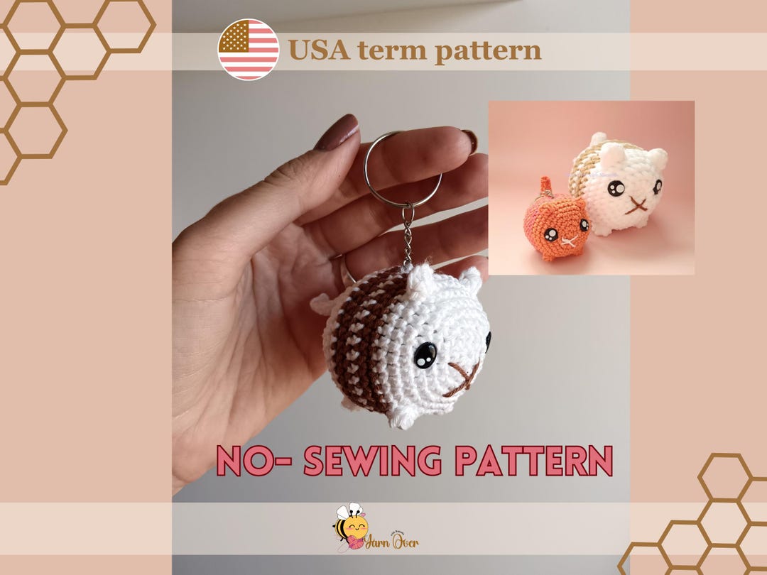 Low-sewing Cat Keychain Crochet Pattern, Easy to Follow Cat Keychain ...