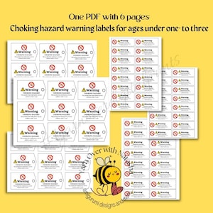Printable Warning Labels for Crochet Toys/ Business Card Size Tags for ...