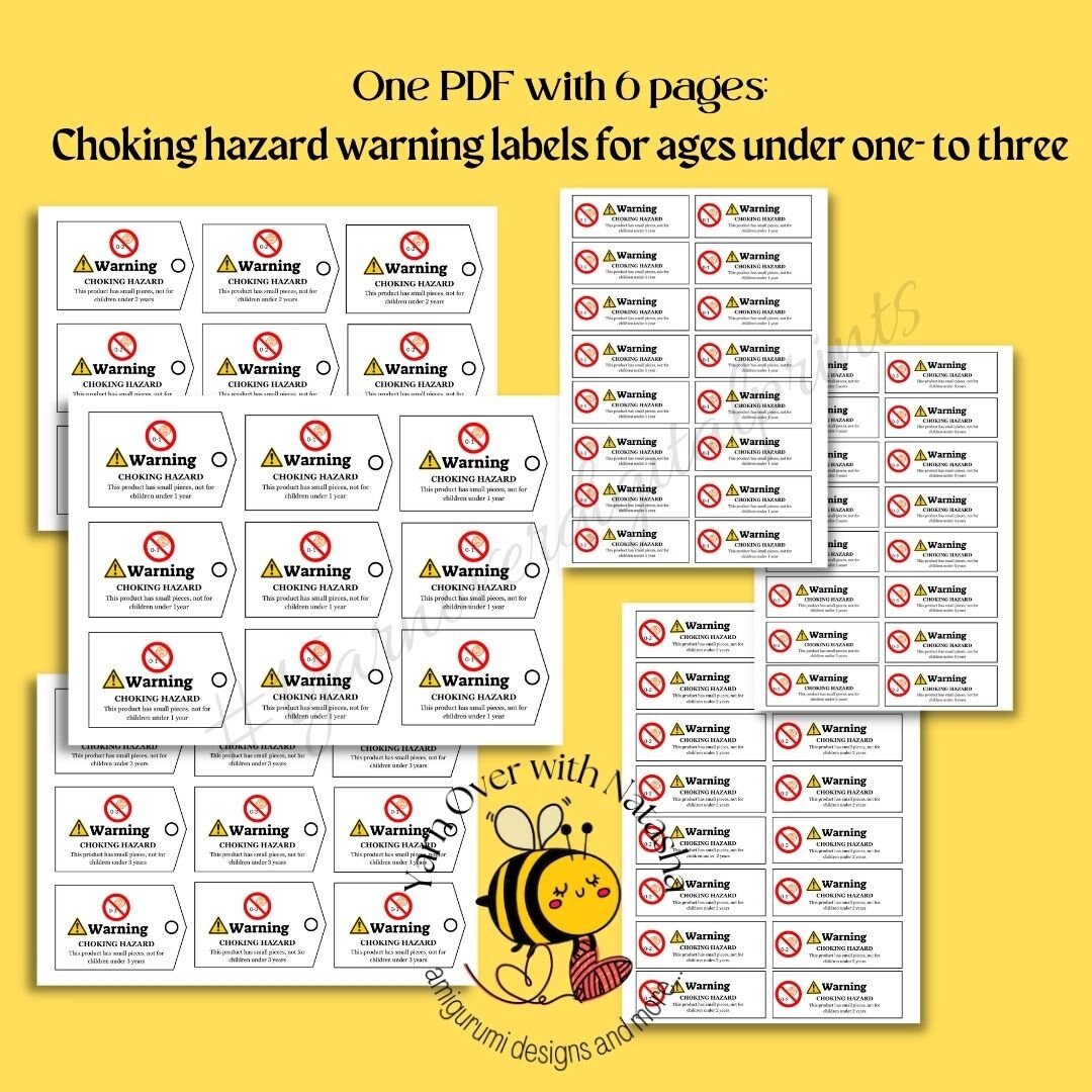 Printable Warning Labels for Crochet Toys/ Business Card Size Tags for ...