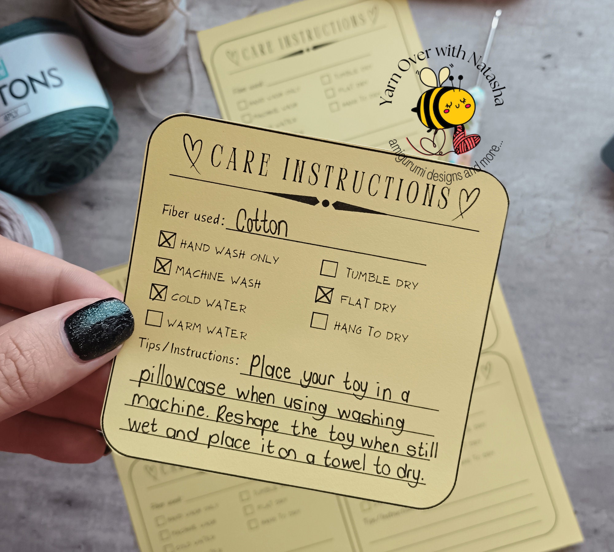 Printable Cards: Care Instructions for Amigurumi/ Care Cards for ...