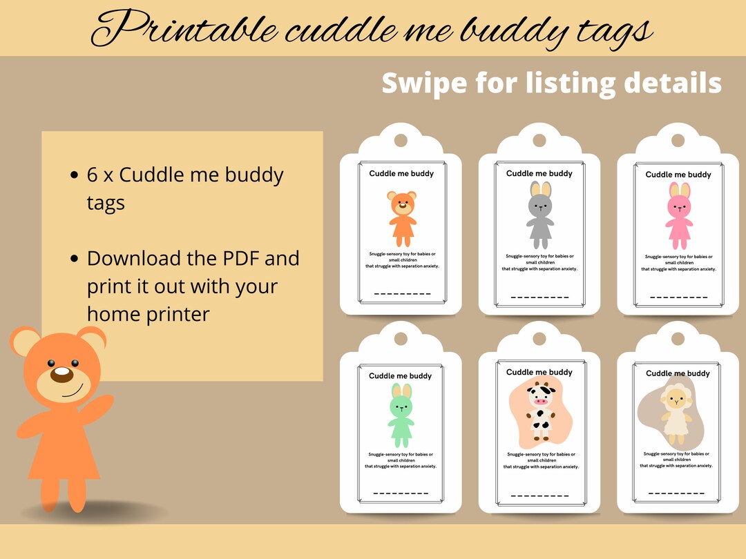 Gift Tags Tags for Lovey and Cuddle Me Buddy Info Tags Handmade Tags ...