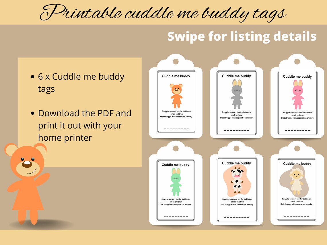 Gift Tags Tags for Lovey and Cuddle Me Buddy Info Tags - Etsy