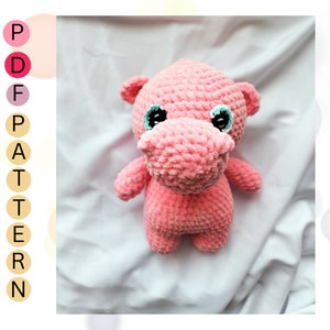 Crochet Hippo Pattern/ Low Sew Hippo Pattern/ Crochet Hippo Plush ...