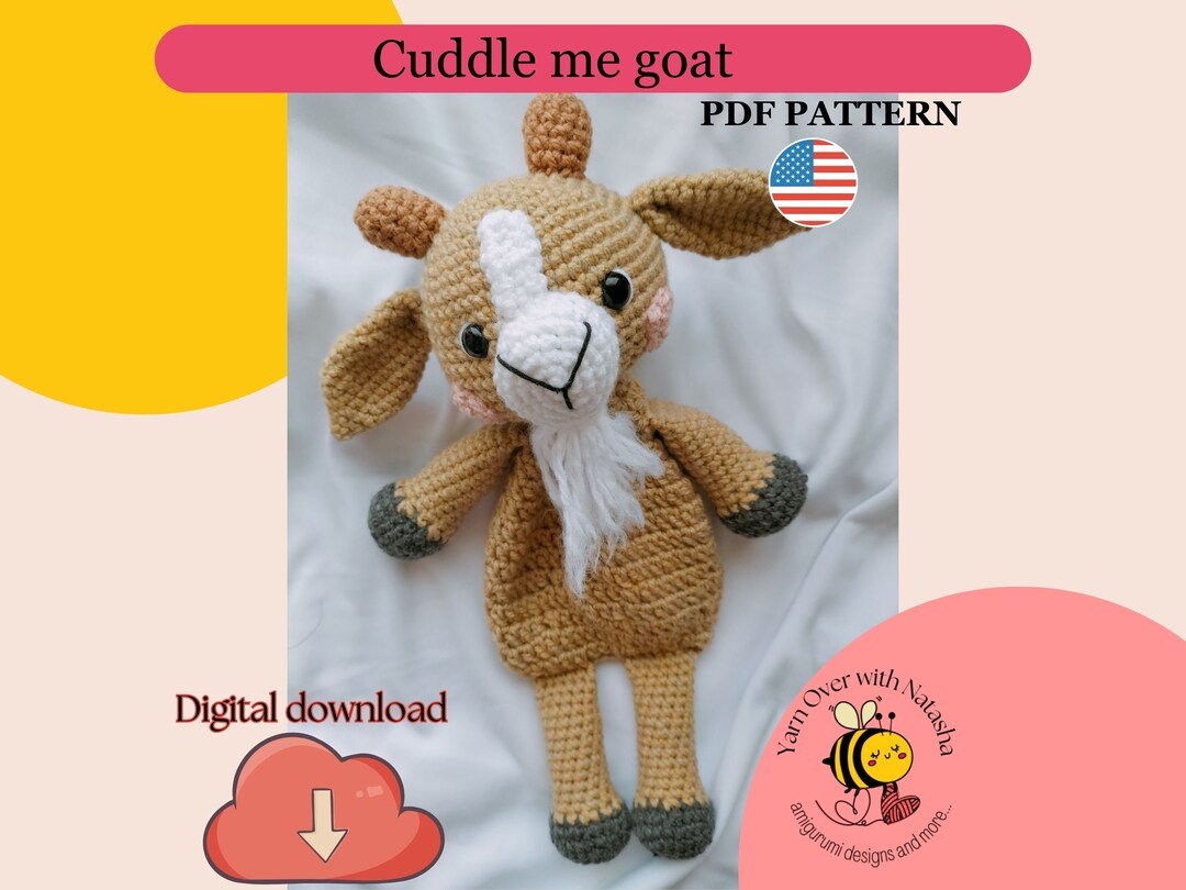 Crochet Snuggler Goat Pattern, Snuggler Stuffed Animal, Low Sew ...