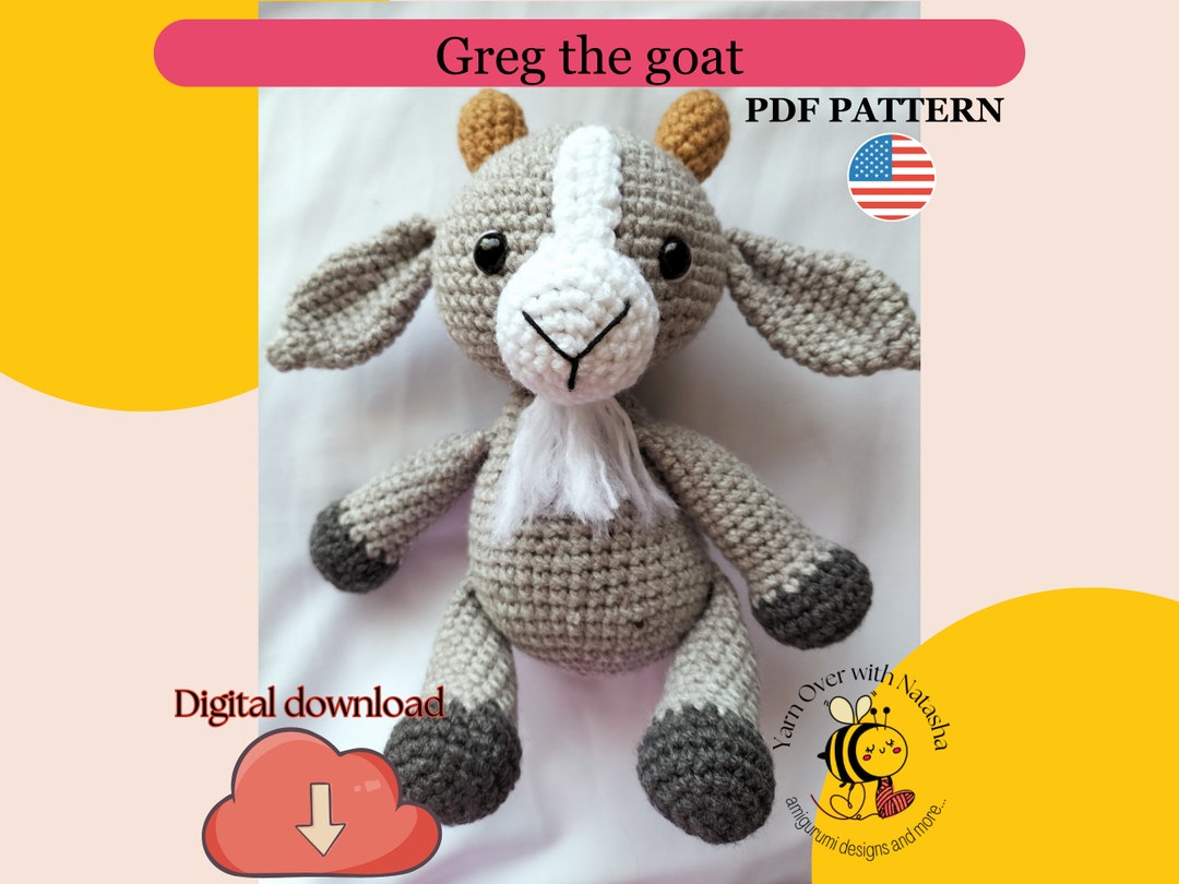 Crochet Goat Pattern, Amigurumi Stuffed Animal, Low Sew Toy Pattern ...