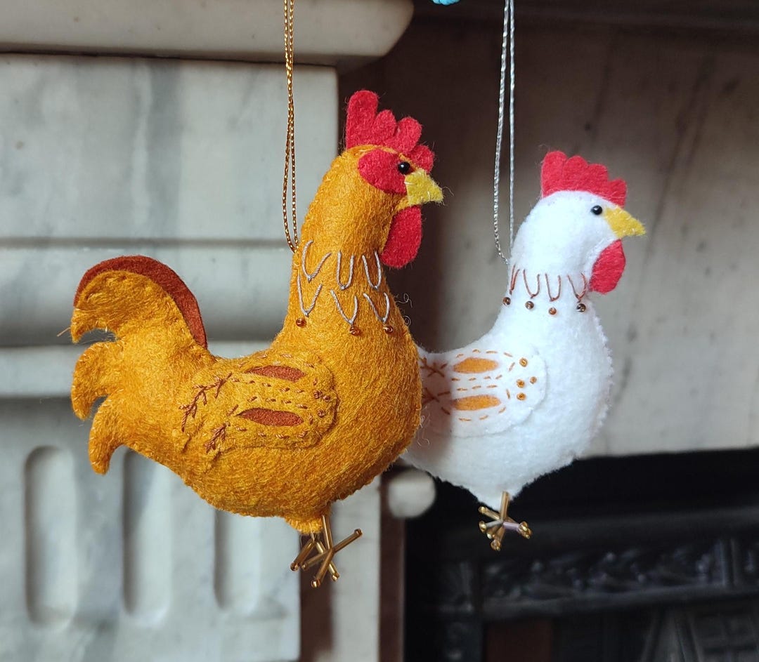 Easter Rooster and Hen Decoration Felt Rooster and Hen Easter ...