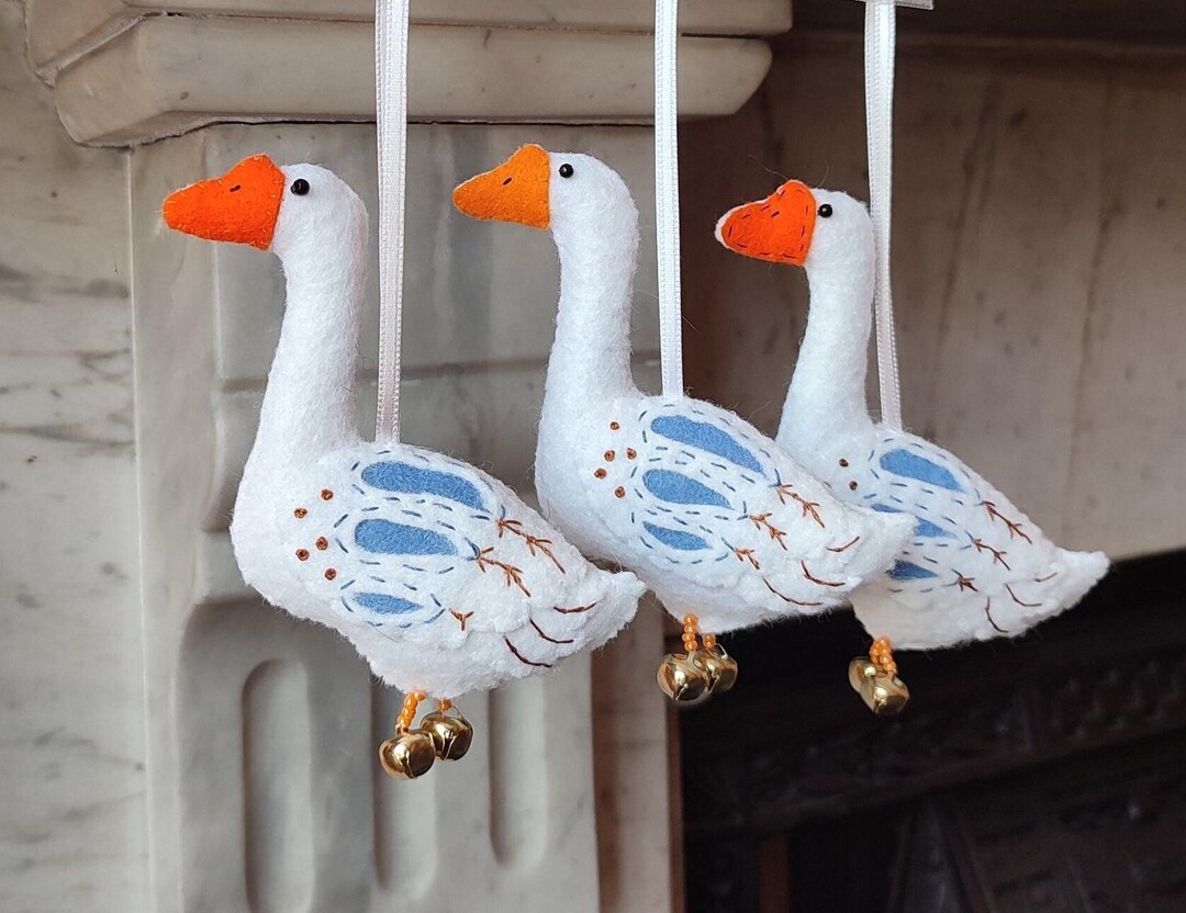 Goose Christmas Decoration Felt White Goose Xmas Tree Ornament - Etsy UK