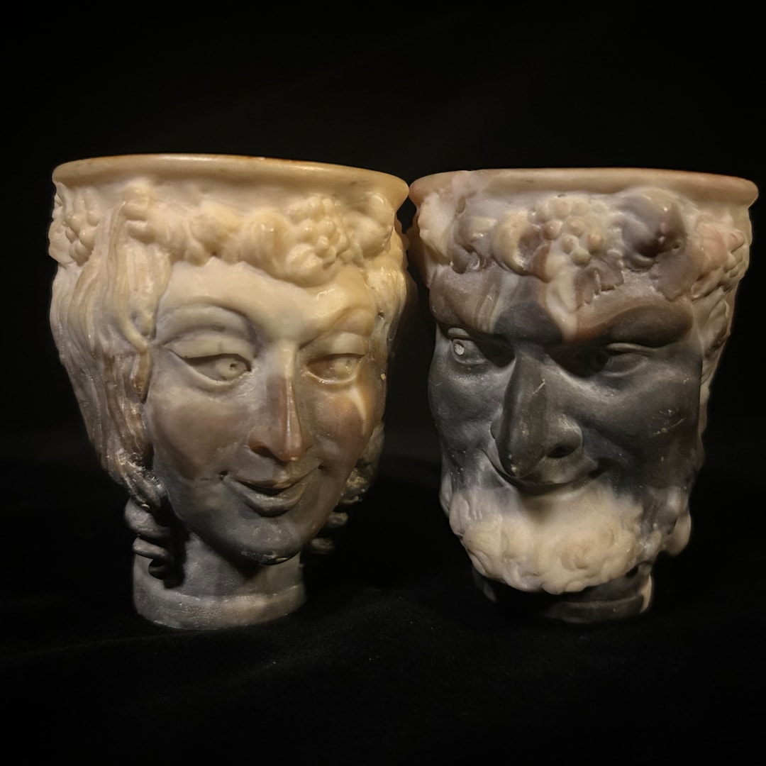 Very Rare Vintage Incolay Stone God & Goddess Cups, Highly Collectible ...