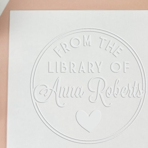 Custom From the Library Embosser With Floral Moon/personalized - Etsy