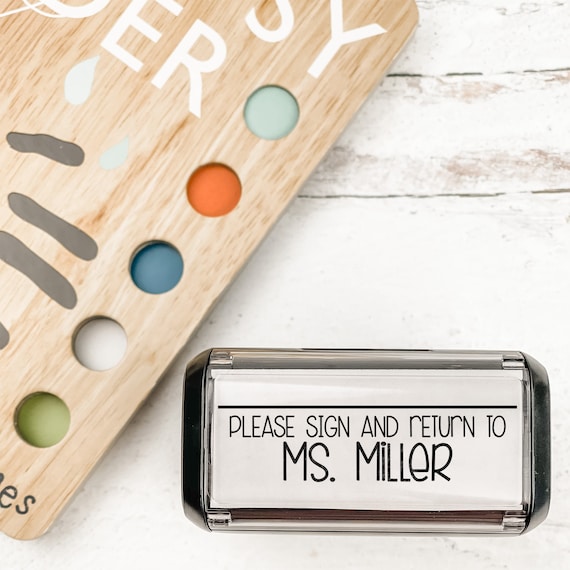 Custom 'please Sign and Return To' Teacher Stamp - Etsy