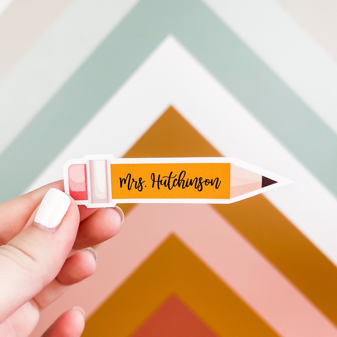 Custom Teacher Name Pencil Sticker | Cute Gift for Teachers - Etsy