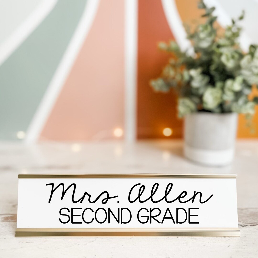 Personalized Teacher Desk Plate | Add Your Name and Grade! - Etsy
