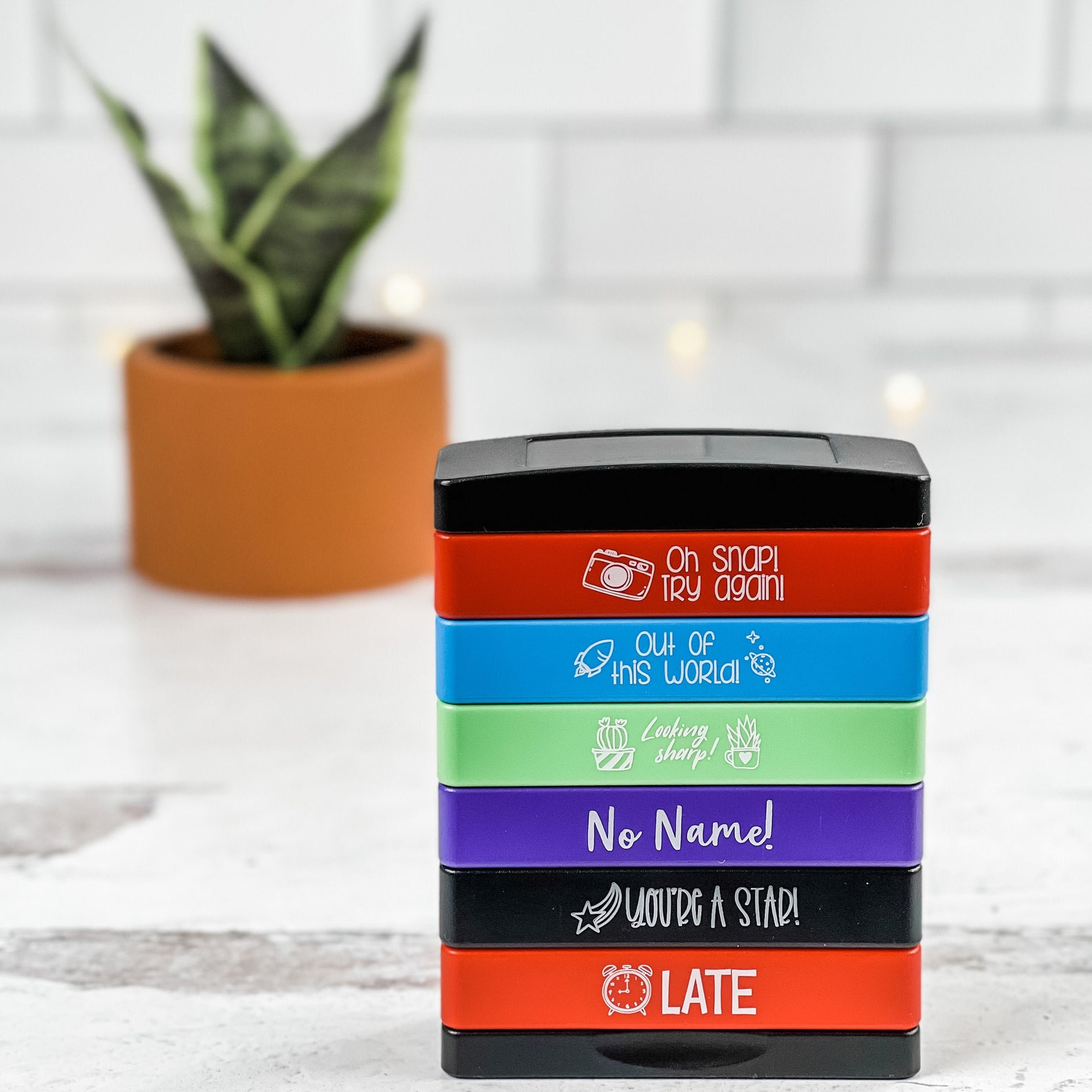 Stackable Teacher Stamp Set of 6 Grading Stamps - Etsy