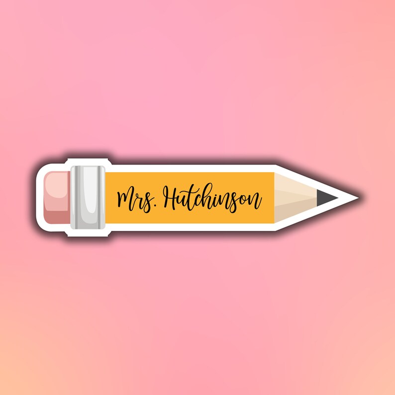 Custom Teacher Name Pencil Sticker Cute Gift for Teachers | Etsy