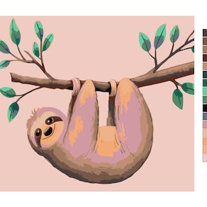 Sloth Paint by Numbers Canvas Animal Painting by Numbers Pastel ...