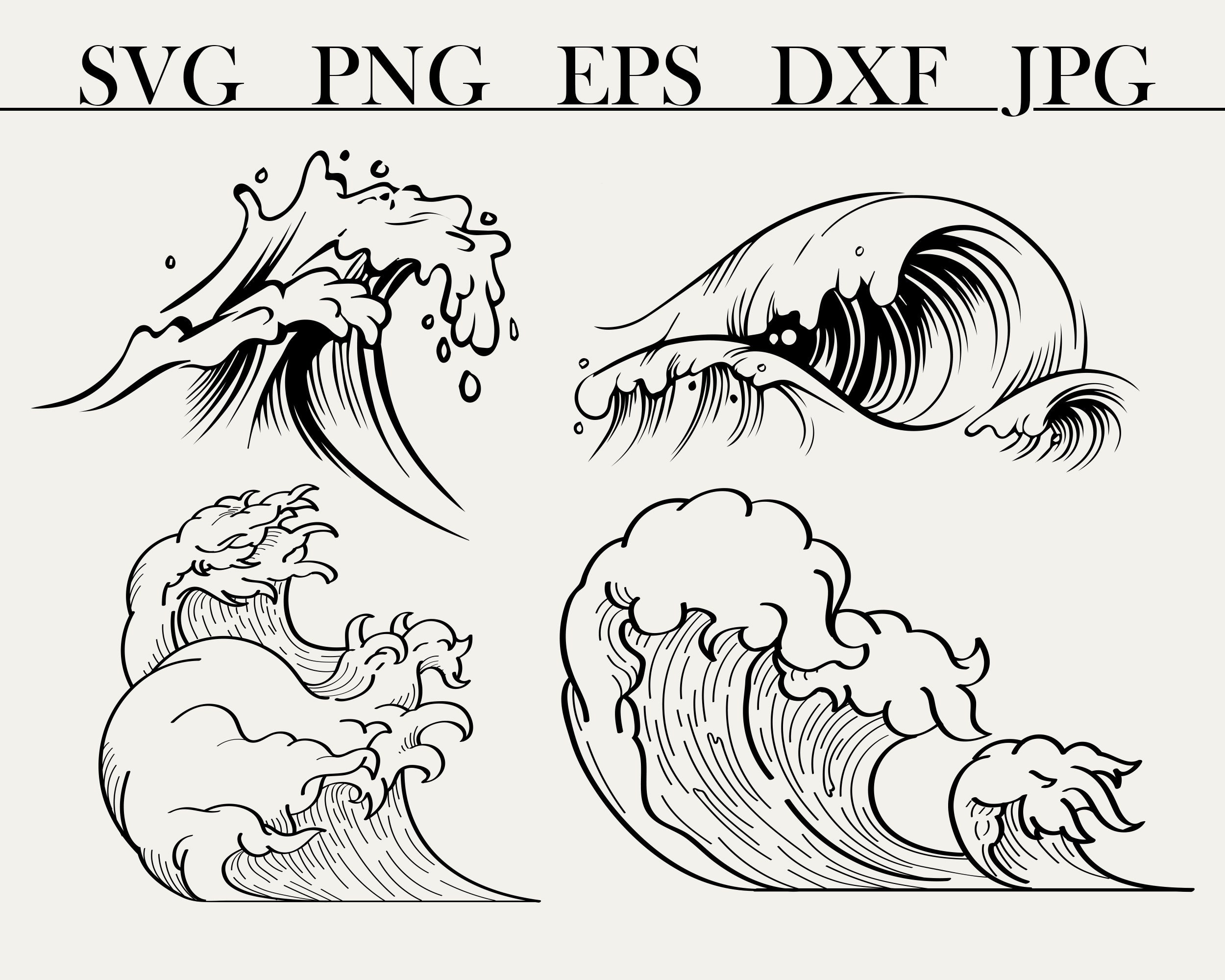 Waves Svg Wave Cut File Water Svg Files Silhouette Ocean Wave Cut Files ...