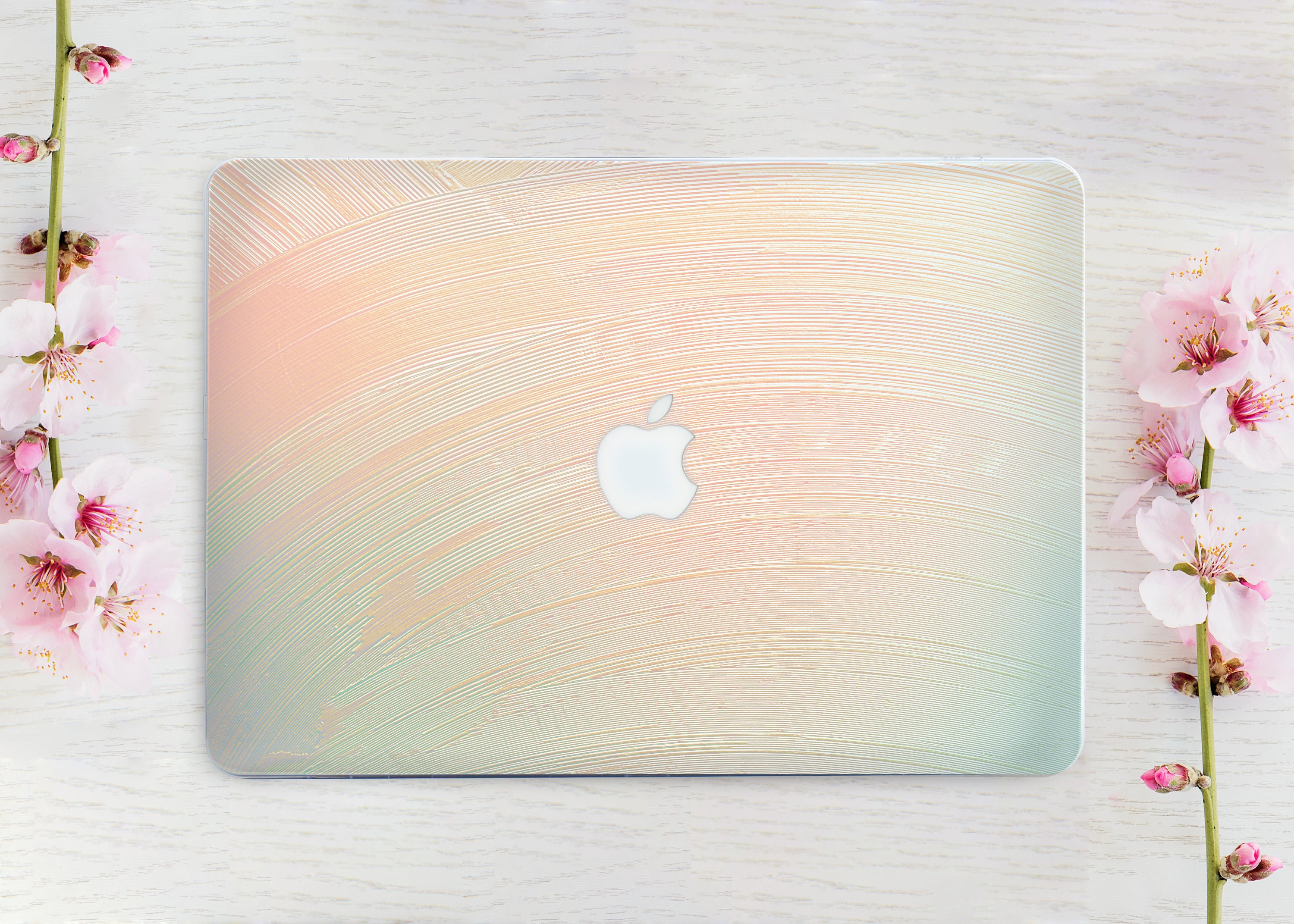 Pink Paints MacBook Pro 13 Case Texture Front And Bottom Hard Cover For ...