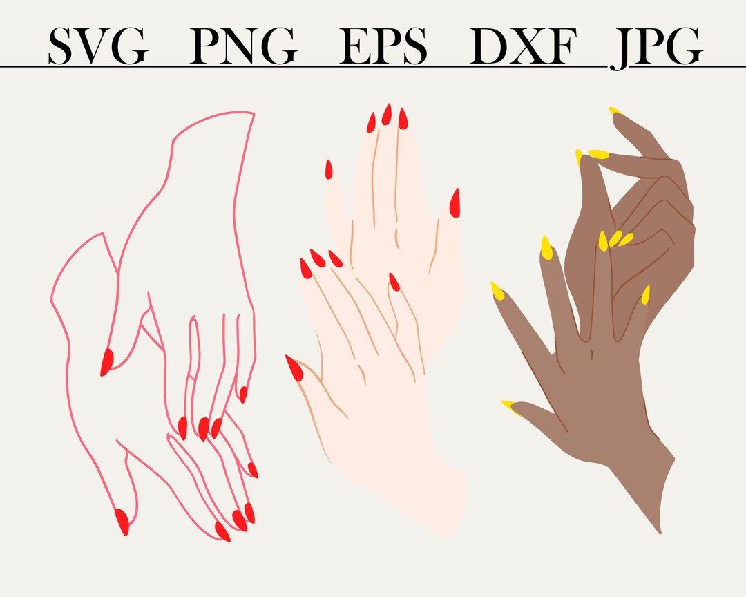 Hands Svg Fingers Cut File Women's Hands Silhouette Svg Files ...